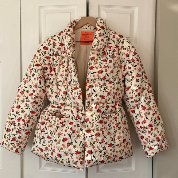J. Crew | Jackets & Coats | J Crew Signature Puffer Floral Print In Xs ...